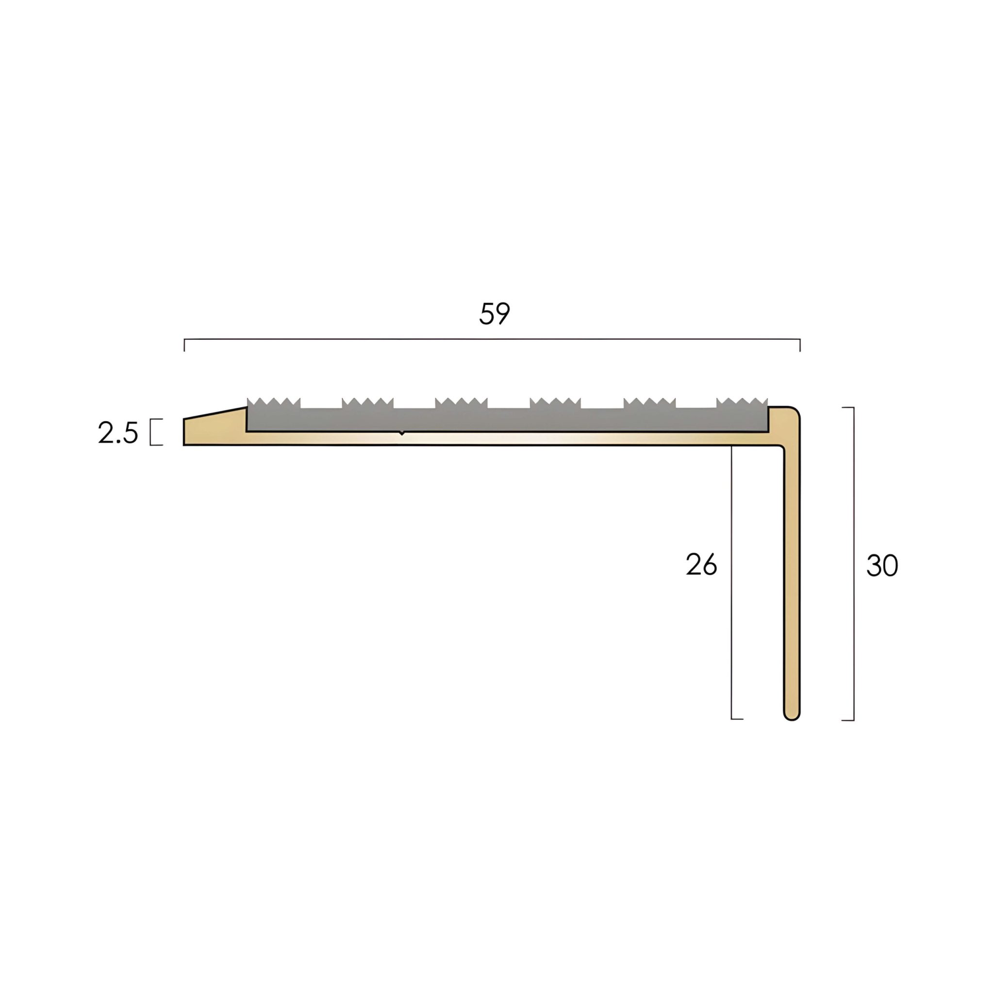 CAT BN59/SL Brass Stair Nosing 59mm Slimline Single Channel